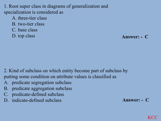 Specialization and generalization quizz | PPTX