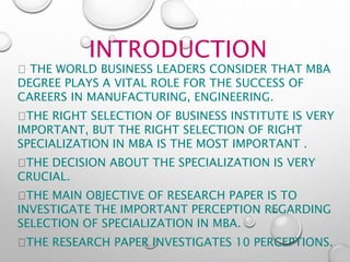 Specialization in mba | PPTX