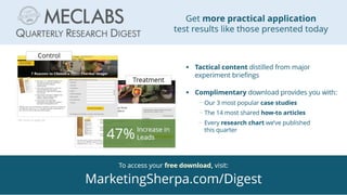 Special Live Test Clinic: The MECLABS team reveals the results of ...