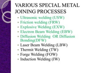 Special metal joining process - Ultrasonic Welding and friction Welding ...