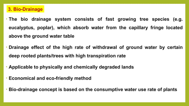 Special methods of Subsurface Drainage methods | PPT