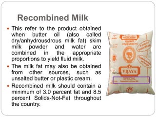 special milk- toned, humanized,fortified, reconstituted and flavoured ...