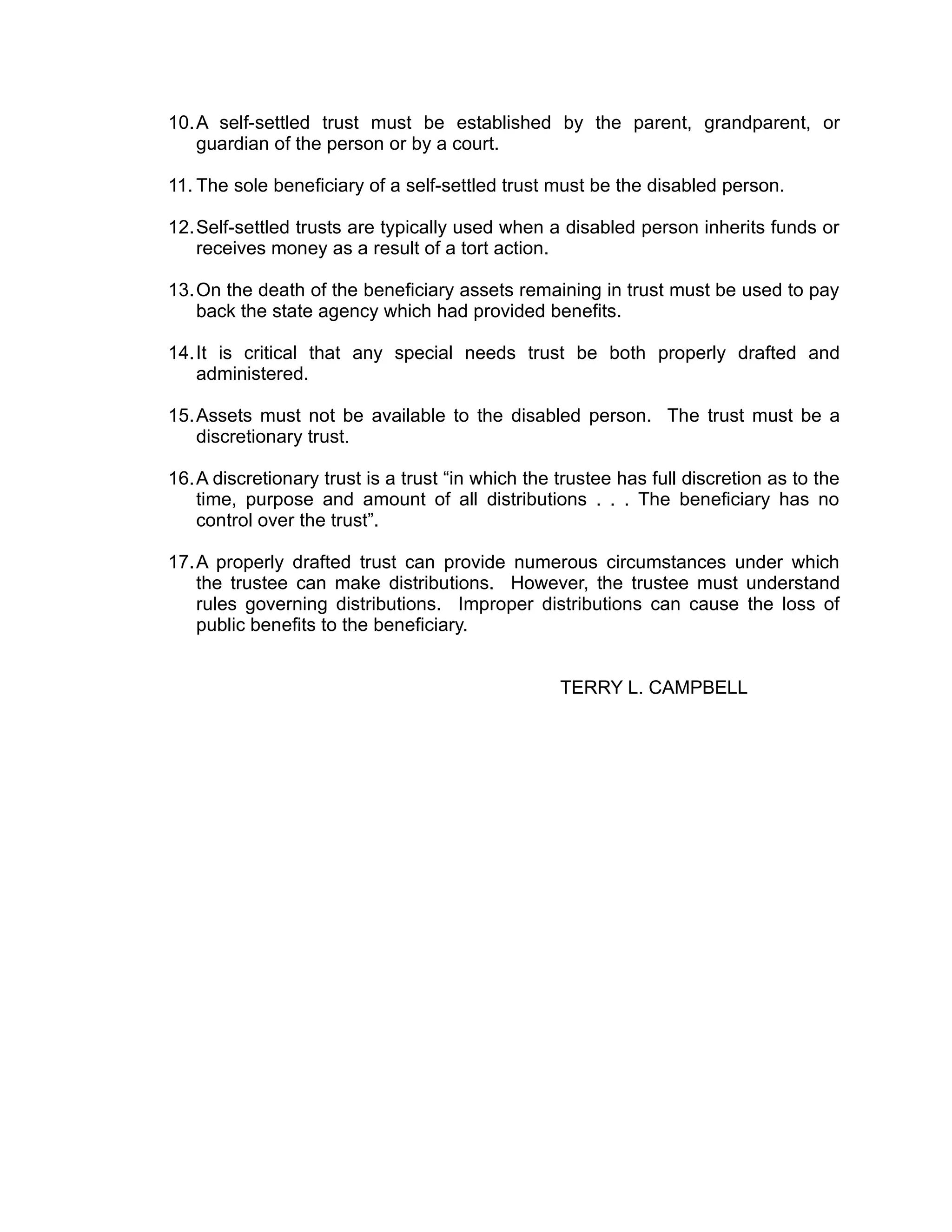 Special Needs Trust Outline | DOC