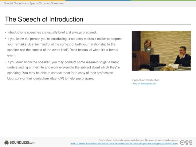 Special Occasion Speech Examples