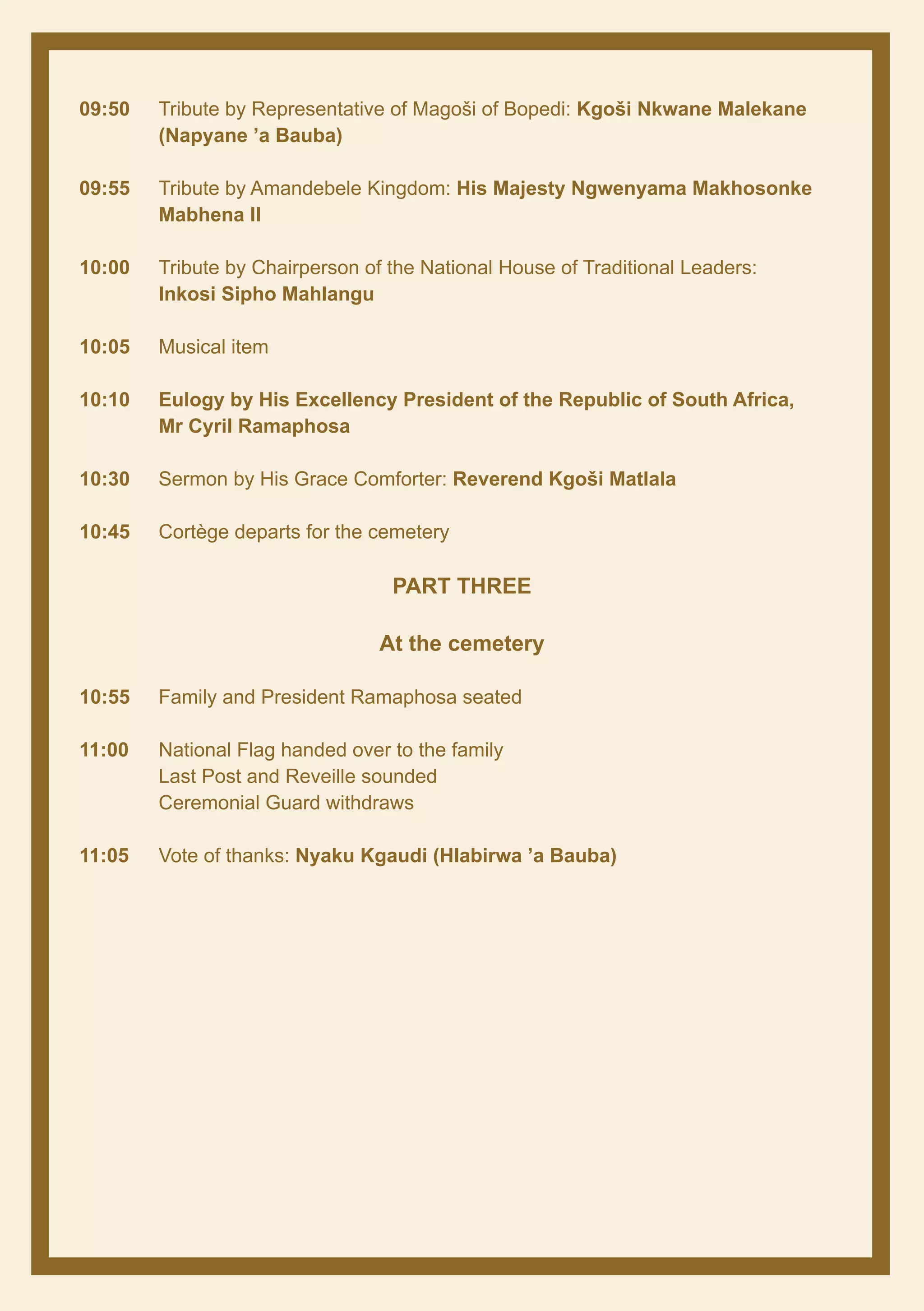 Special official funeral hrh thulare iii | PDF