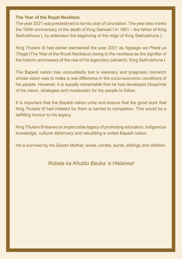 Special official funeral hrh thulare iii | PDF | Africa Travel | Travel ...