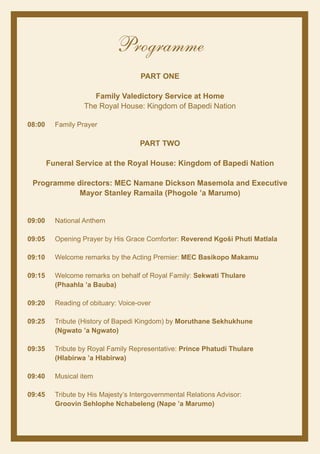 Special official funeral hrh thulare iii | PDF