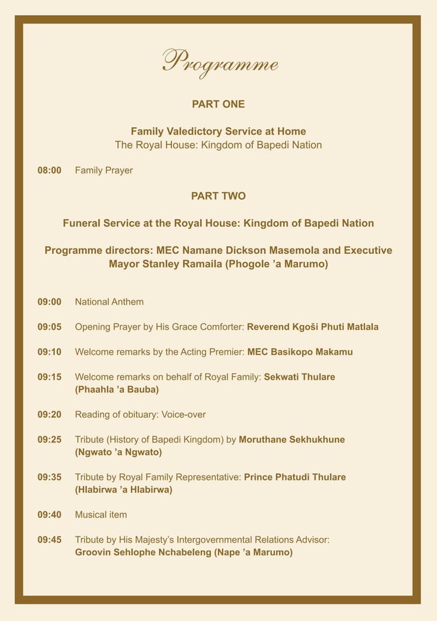 Special official funeral hrh thulare iii | PDF | Africa Travel | Travel ...