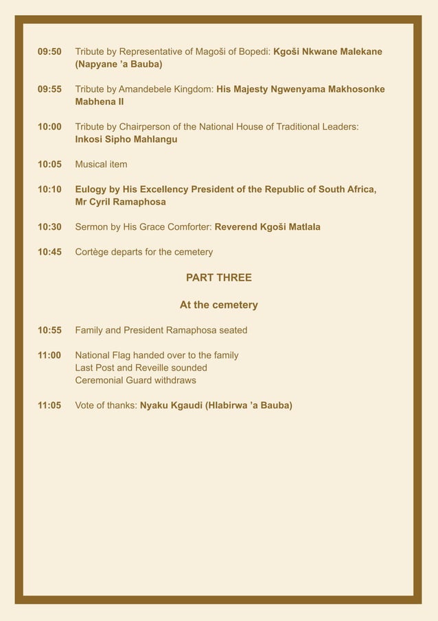 Special official funeral hrh thulare iii | PDF | Africa Travel | Travel ...