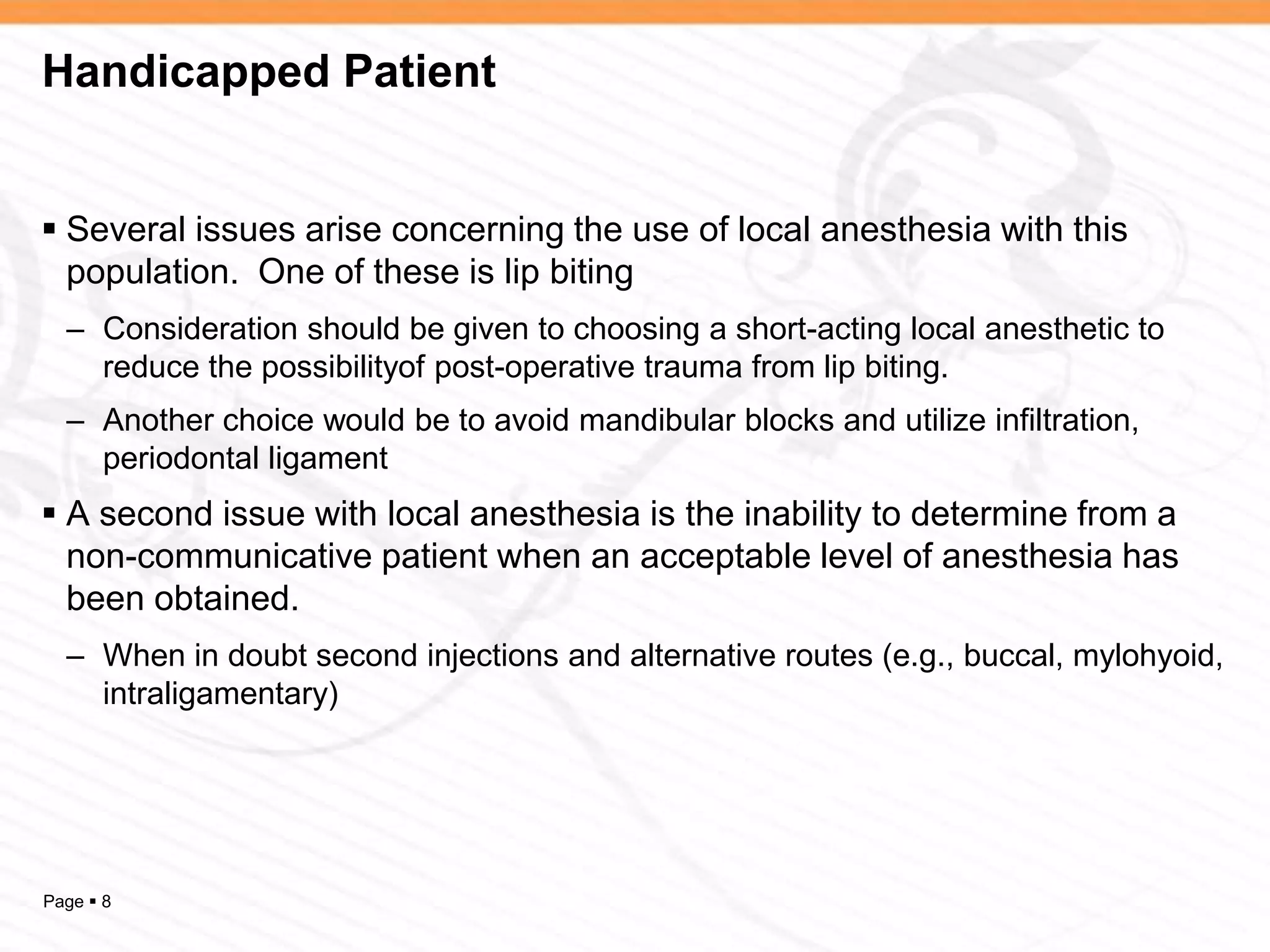 Special patient for local anesthesia | PPTX