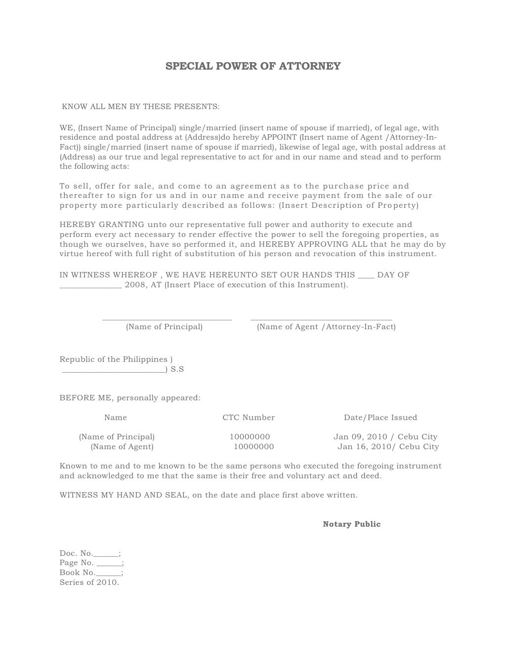 Special Power Of Attorney special-power-of-attorney