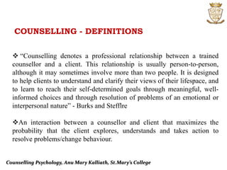 Psychology:Special Problems In Counselling | PPTX