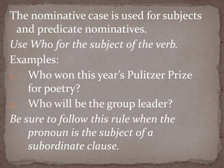 Special problems with pronouns | PPTX