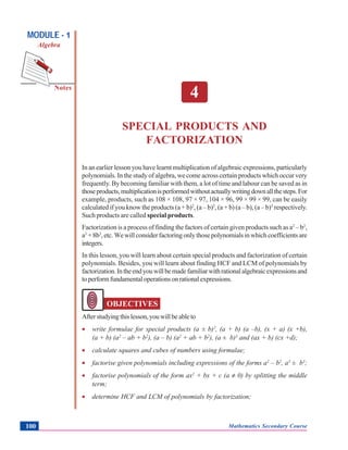Special products and factorization / algebra | PDF | Physics | Science