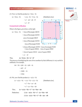 Special products and factorization / algebra | PDF | Physics | Science