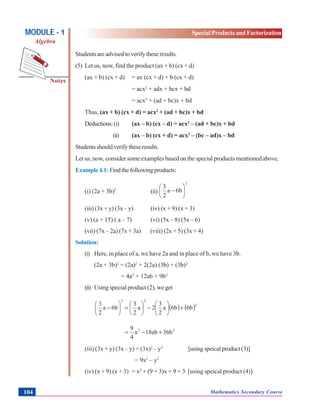 Special products and factorization / algebra | PDF | Physics | Science