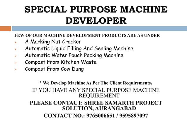 Special purpose machine developer | PPT