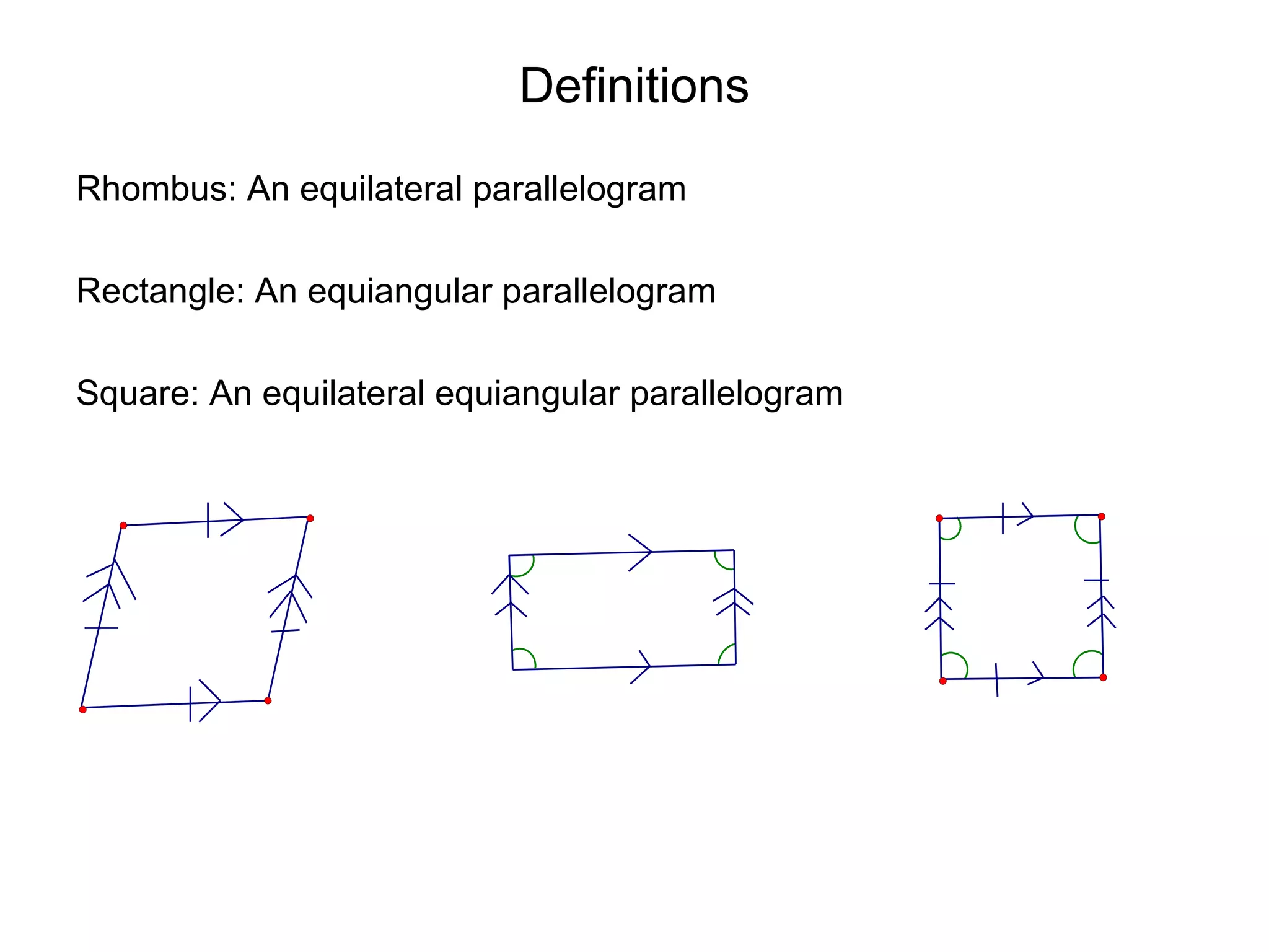 Special quadtilaterals special parallelograms | PPT