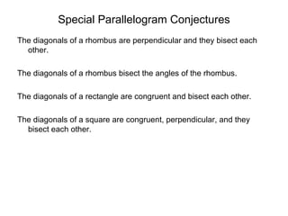 Special quadtilaterals special parallelograms | PPT