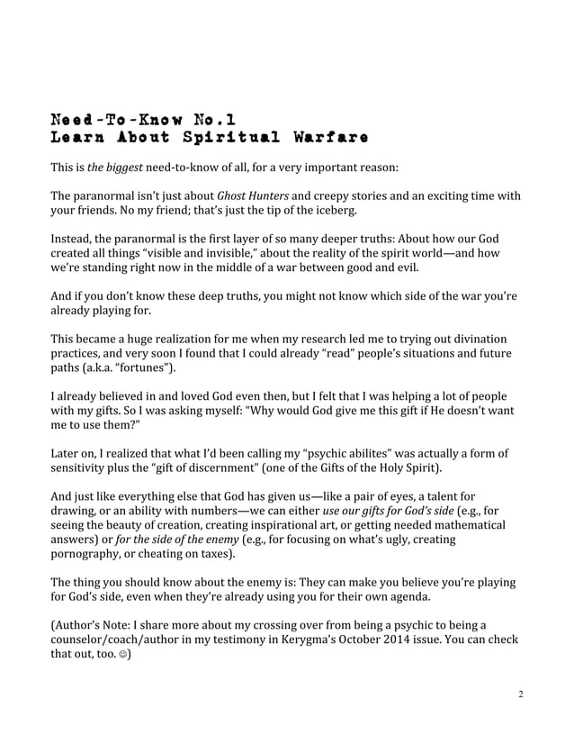 Top 3 Things Teens Need to Know About the Paranormal (Special Report) | PDF