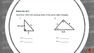 Special right triangles 45-45-90 presentation | PPT