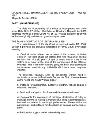 Special Rules on Implementing the Family Court Act of 1997 | DOCX
