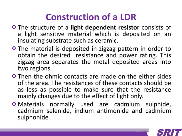 Electron Devices Special Semiconductor Devices - LDR | PPT