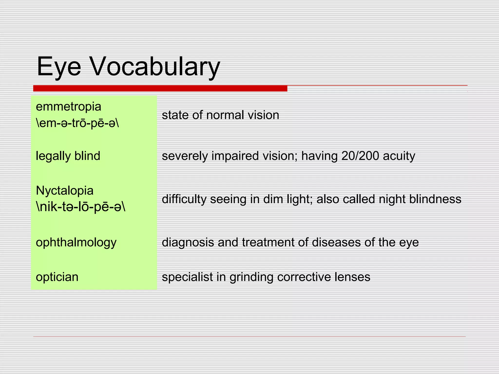 Eyes and Ears Medical Terminology | PPT | Eye and Vision Conditions ...