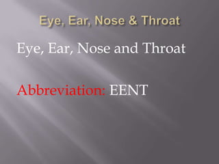 Special senses Abbreviations | PPTX