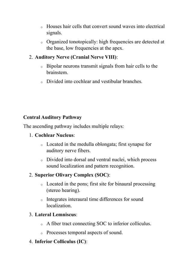 special senses-HEARING , VESTIBULAR - IN DETAIL LECTURE NOTES | PDF