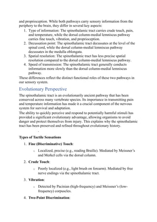 special senses-tactile sensation, explanation | PDF