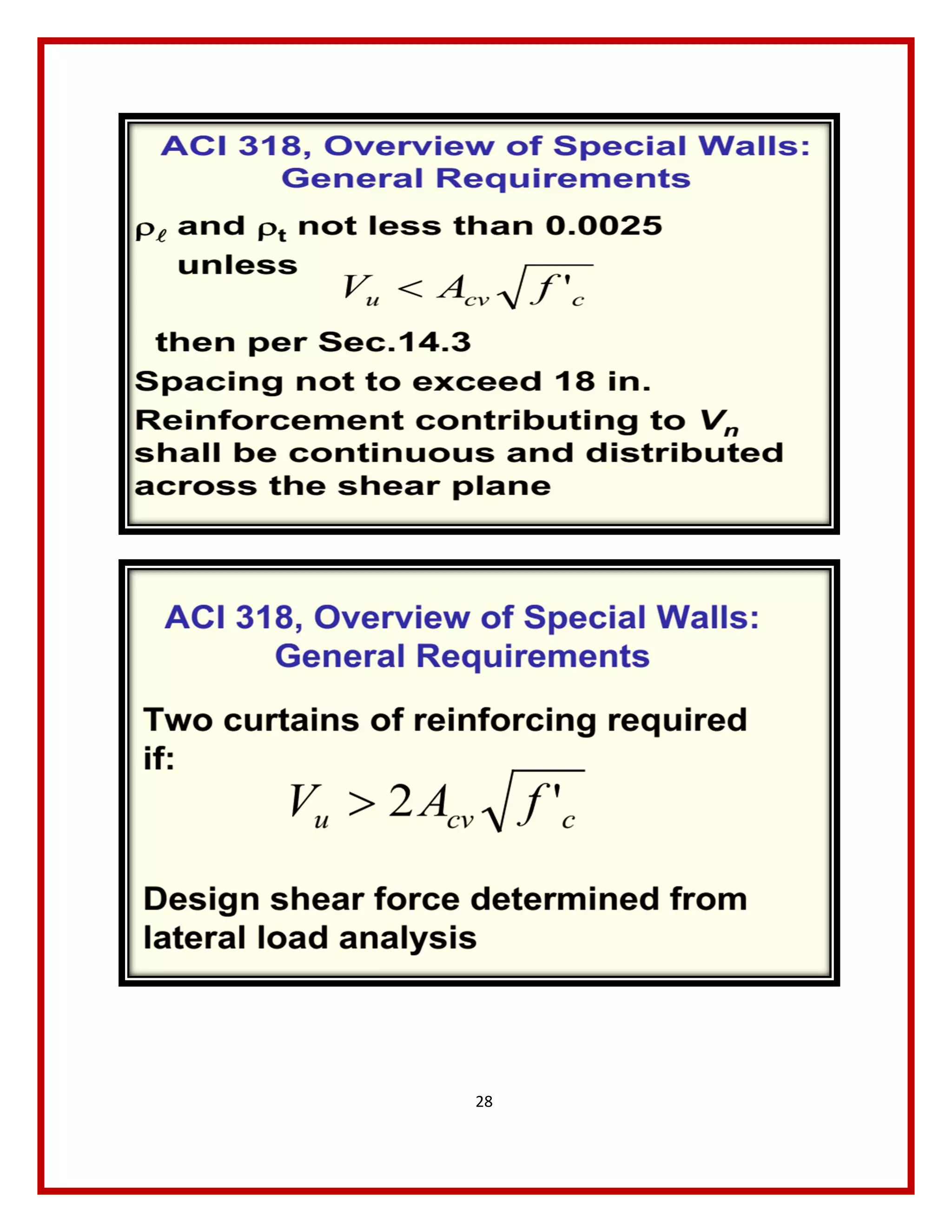 Special shear walls + ordinary shear walls ACI - 318 - جدران القص ...