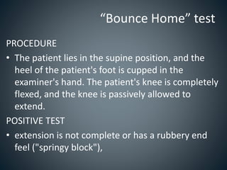 Special Tests - Knee | PPTX