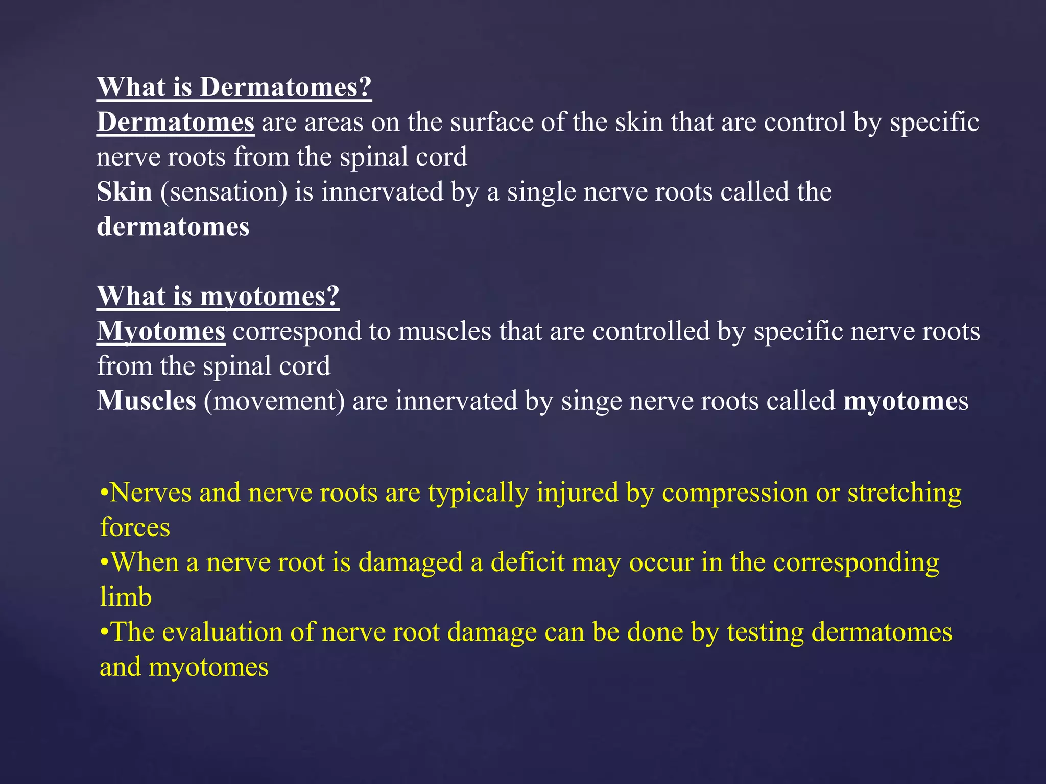 Special test for dermatomes and myotomes | PPTX