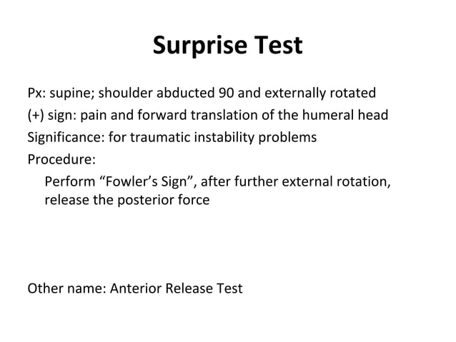 Special tests | PPT | First Aid | Injuries
