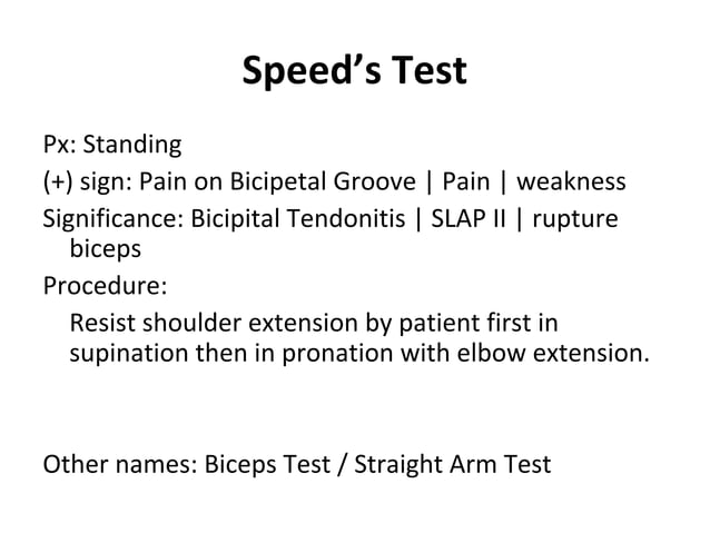 Special tests | PPT | First Aid | Injuries
