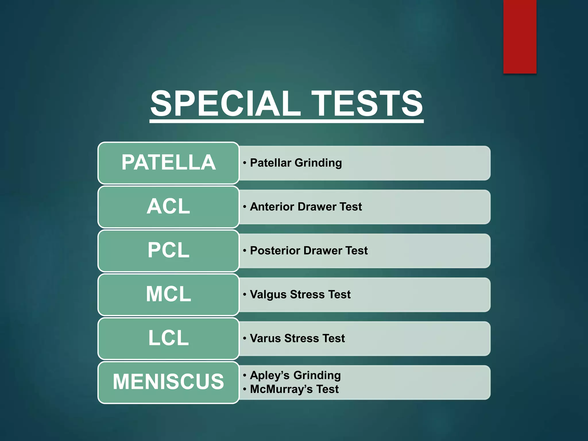 Special Tests Of Knee Joint | PPTX