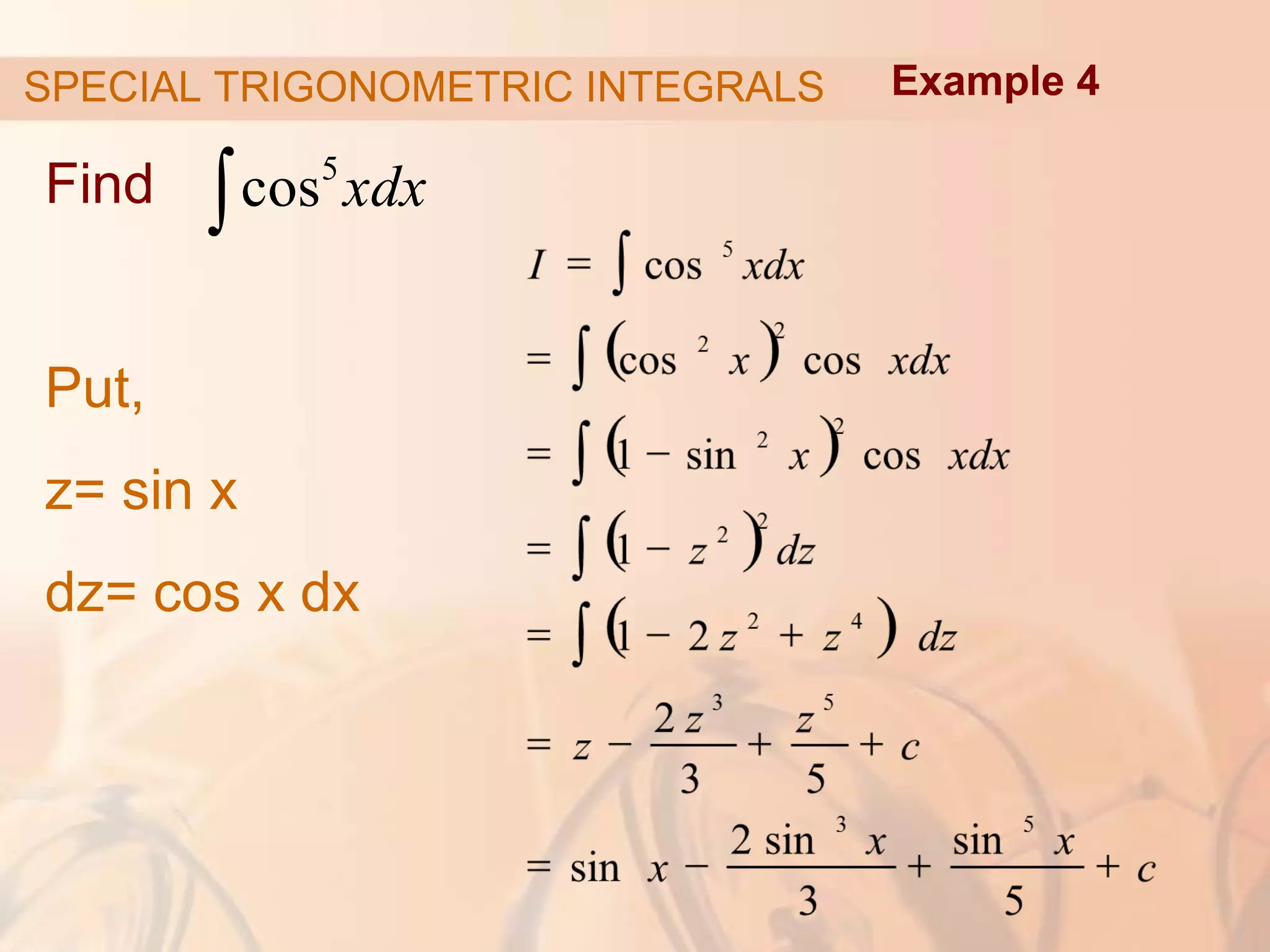 Special Trigonometric Integrals Ppt Physics Science