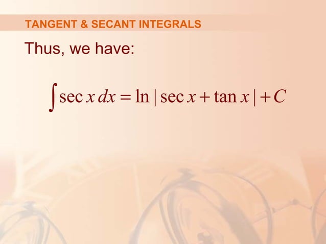 Special Trigonometric Integrals Ppt Physics Science