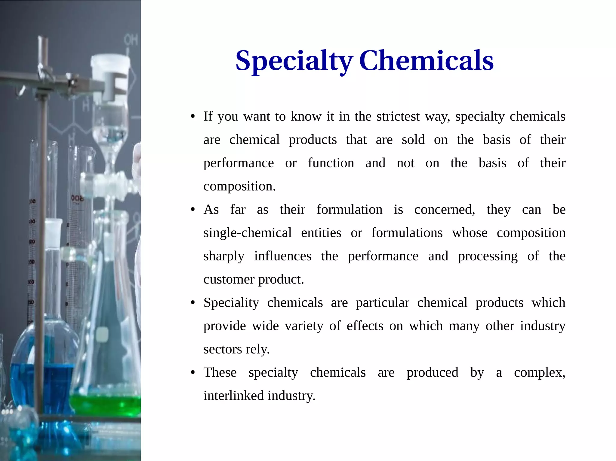 Role of Specialty Chemicals in Chemical Industry | PDF
