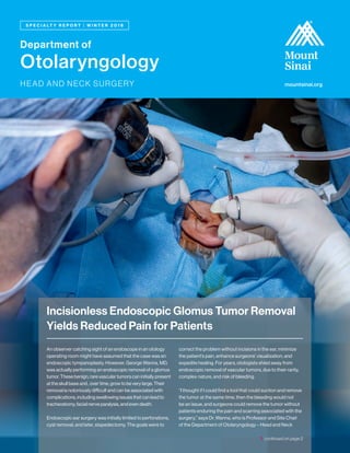 Mount Sinai Otolaryngology Specialty Report 2018 | PDF