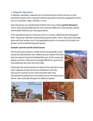 Speciation - Types of speciation (Allopatric, peripatric, parapatric ...