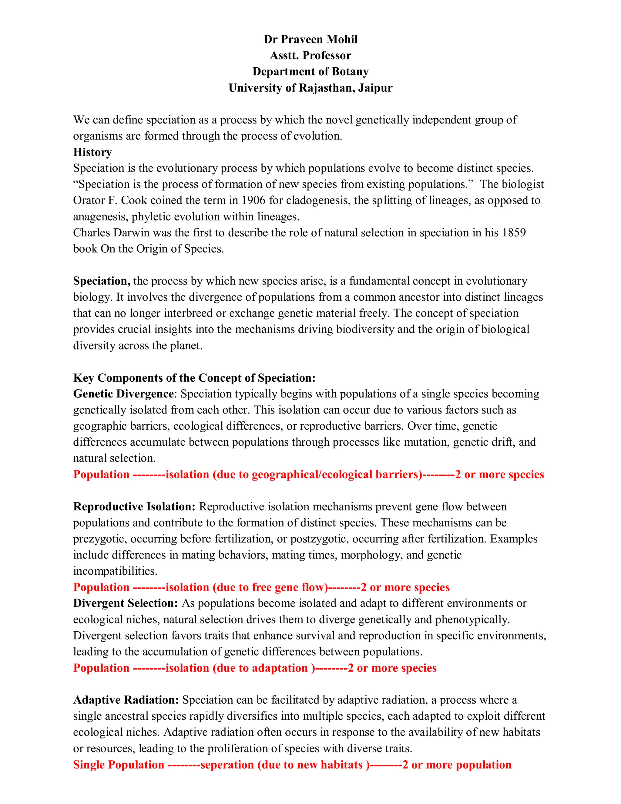 Speciation Contents History Key Components Of The Concept Of Speciation Modes Of Speciation