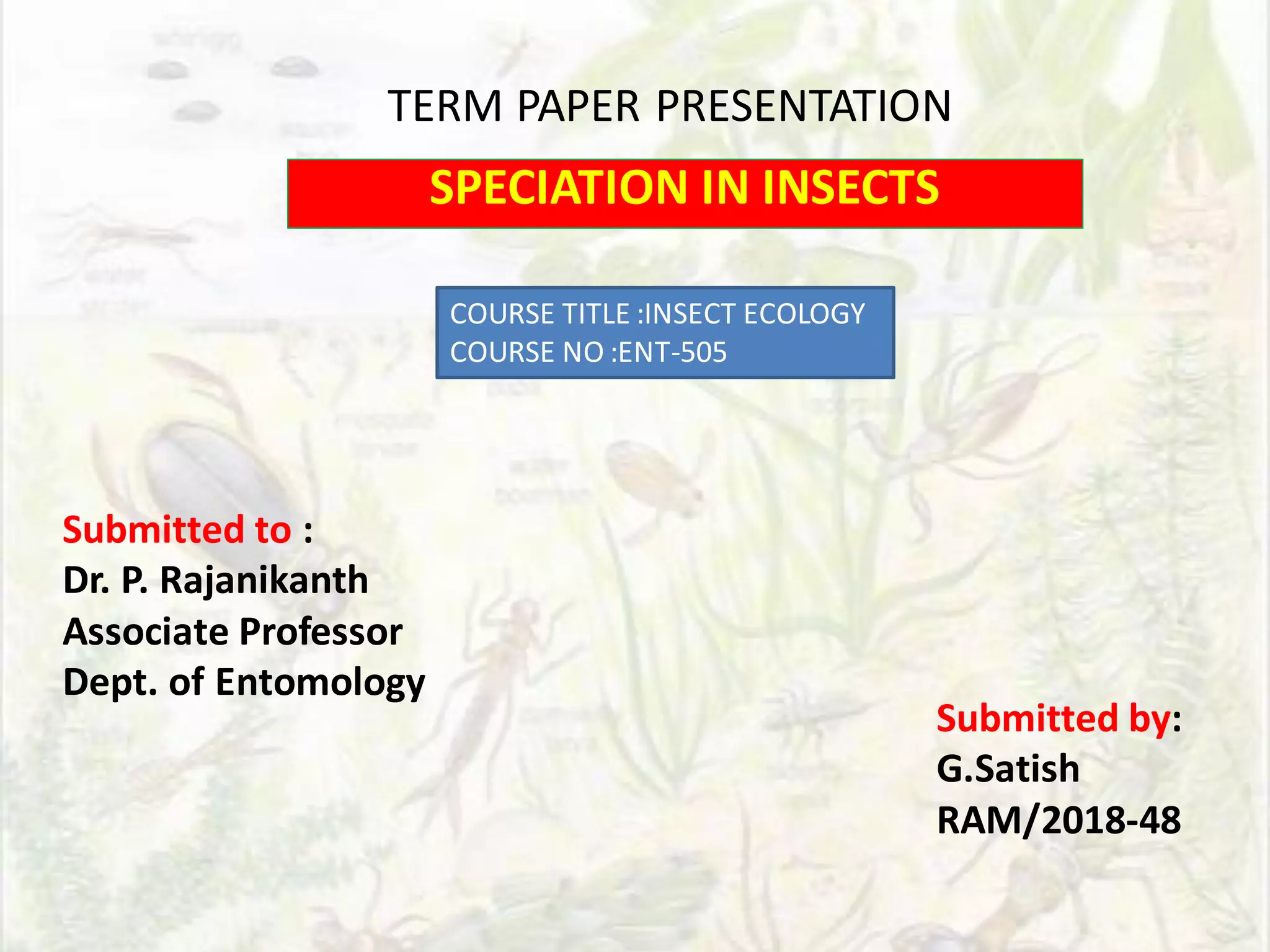 Speciation in insects. | PDF
