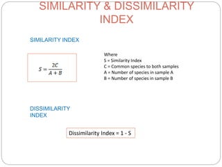 Calculation of Species diversity and related indices | PPTX