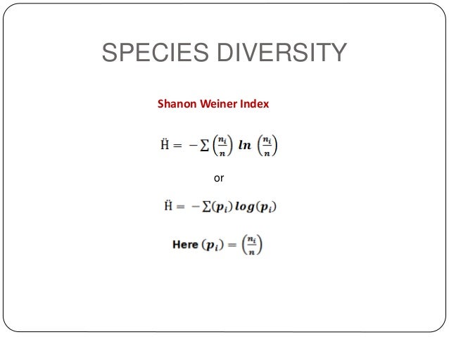 Calculation of Species diversity and related indices