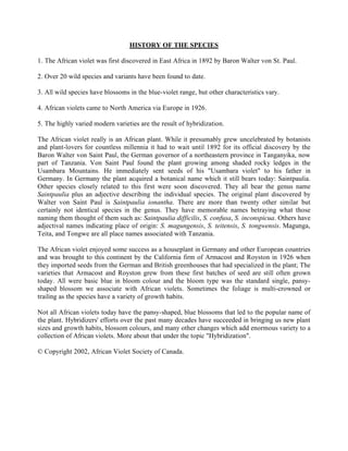 History of African Violets | PDF