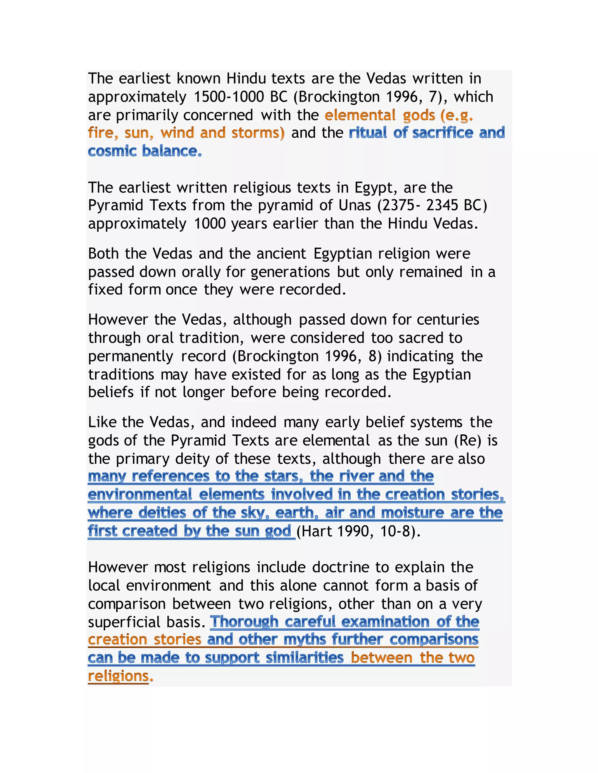 Specific data for the hinduism and ancient egyptian religion | DOCX