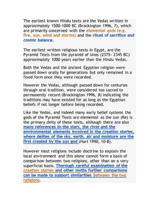 Specific data for the hinduism and ancient egyptian religion | DOCX ...