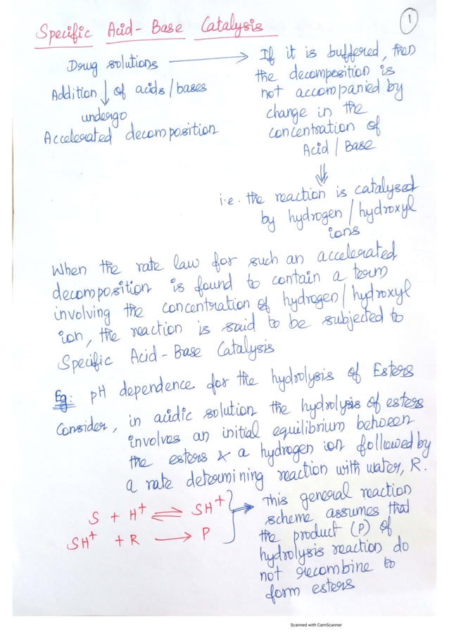 Physical Pharmaceutics - Specific acid base catalysis | PDF | Chemistry ...